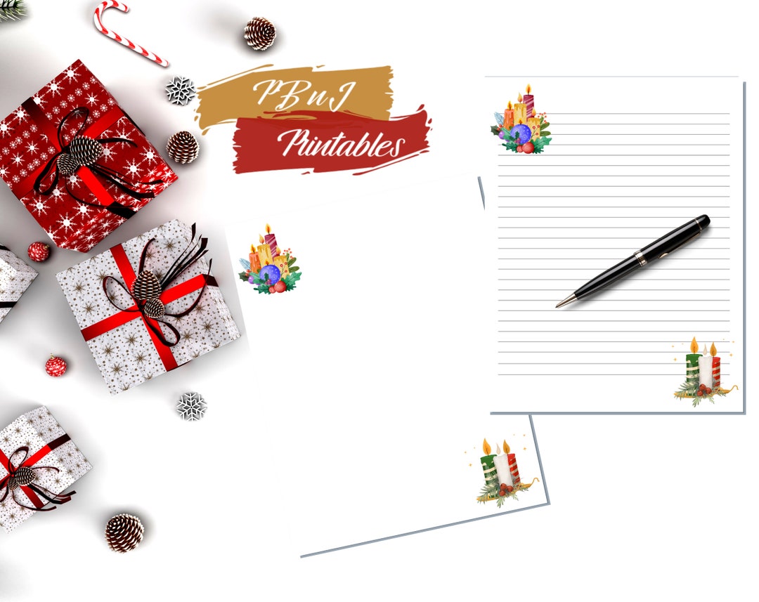 Printable Christmas Candles Writing Paper Digital Download - Etsy