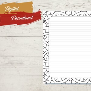 Printable Border Stationery Coloring Page, Digital Download, Printable ...