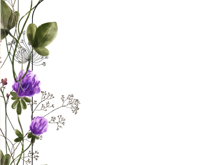 Printable Purple Watercolor Flowers Letter Writing Paper, Digital ...