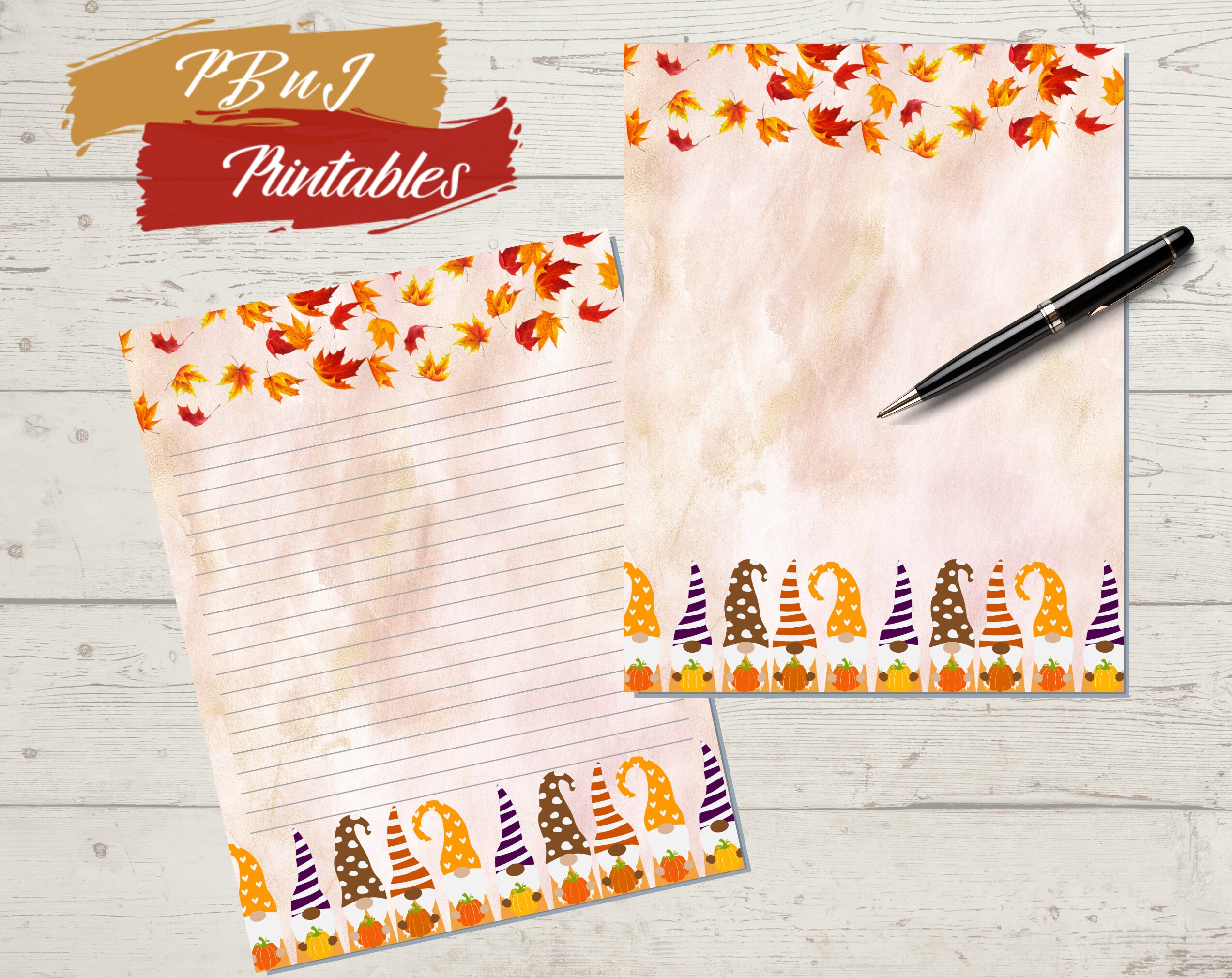Printable Fall Gnomes Letter Writing Paper Digital Download - Etsy