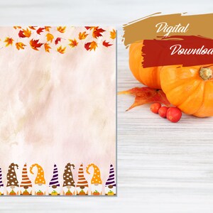 Printable Fall Gnomes Letter Writing Paper Digital Download - Etsy