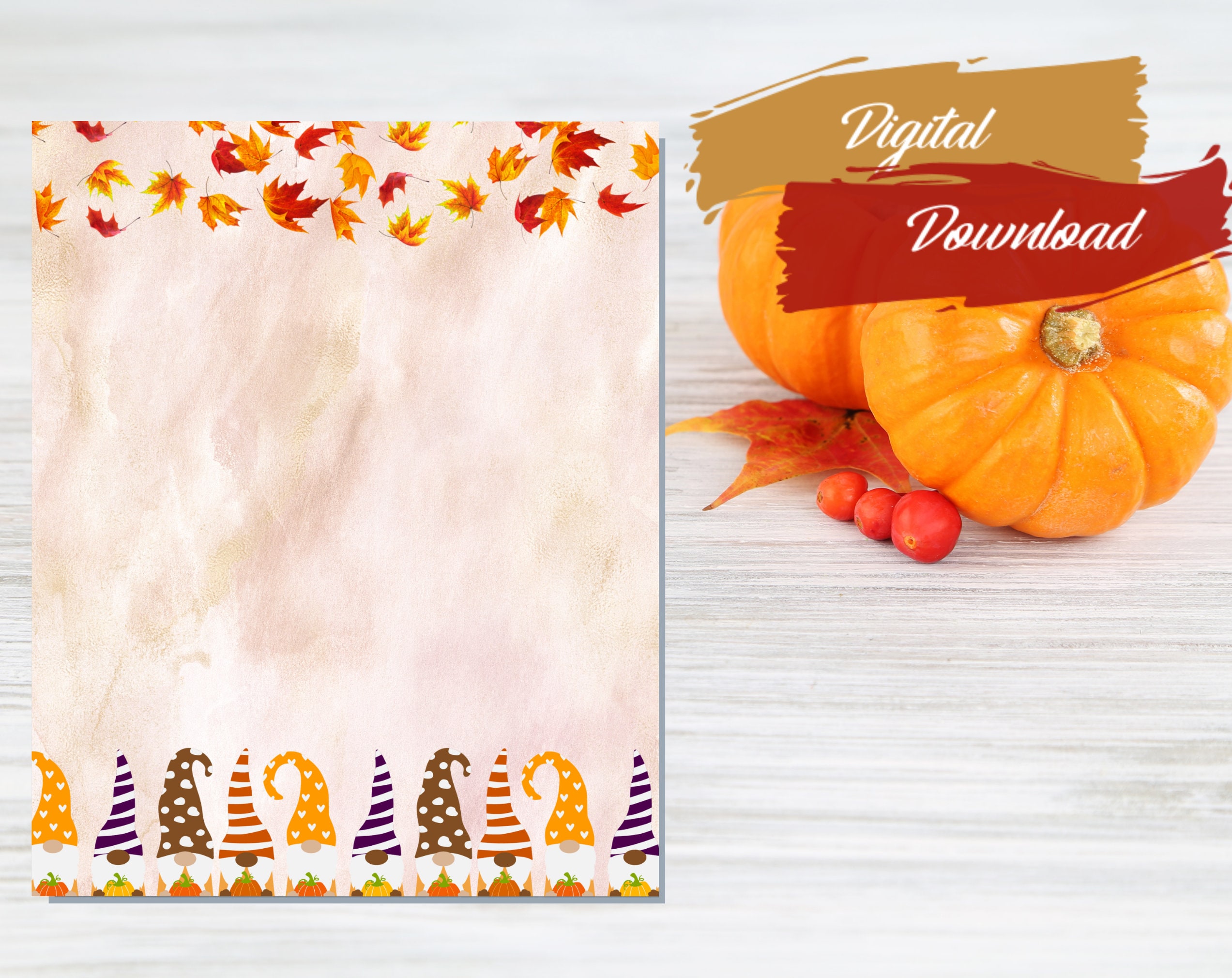 Printable Fall Gnomes Letter Writing Paper Digital Download - Etsy
