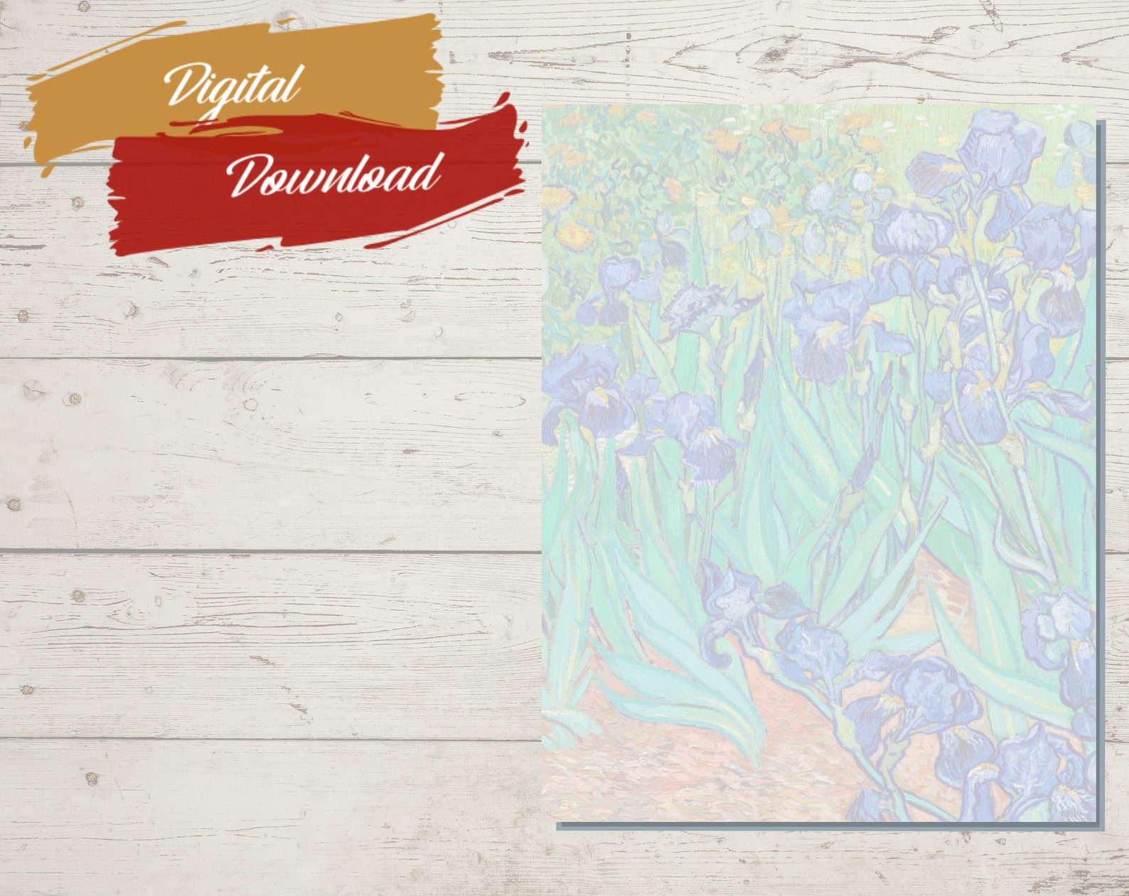 Irises Van Gogh Printable Stationery, Digital Download, Printable ...