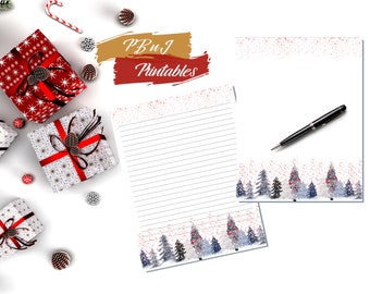 Printable Christmas Poinsettias Letter Writing Paper, Digital Download ...