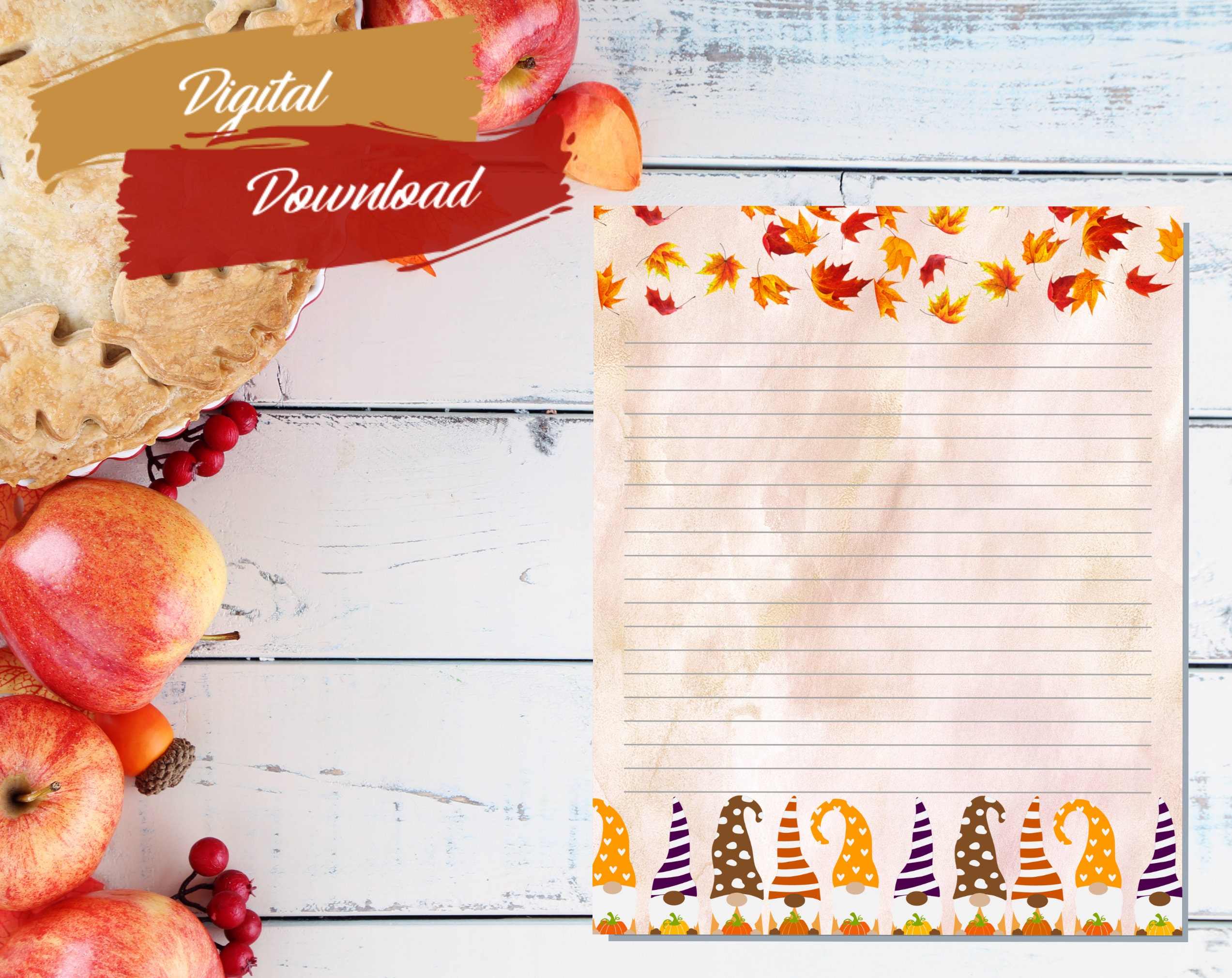 Printable Fall Gnomes Letter Writing Paper Digital Download - Etsy