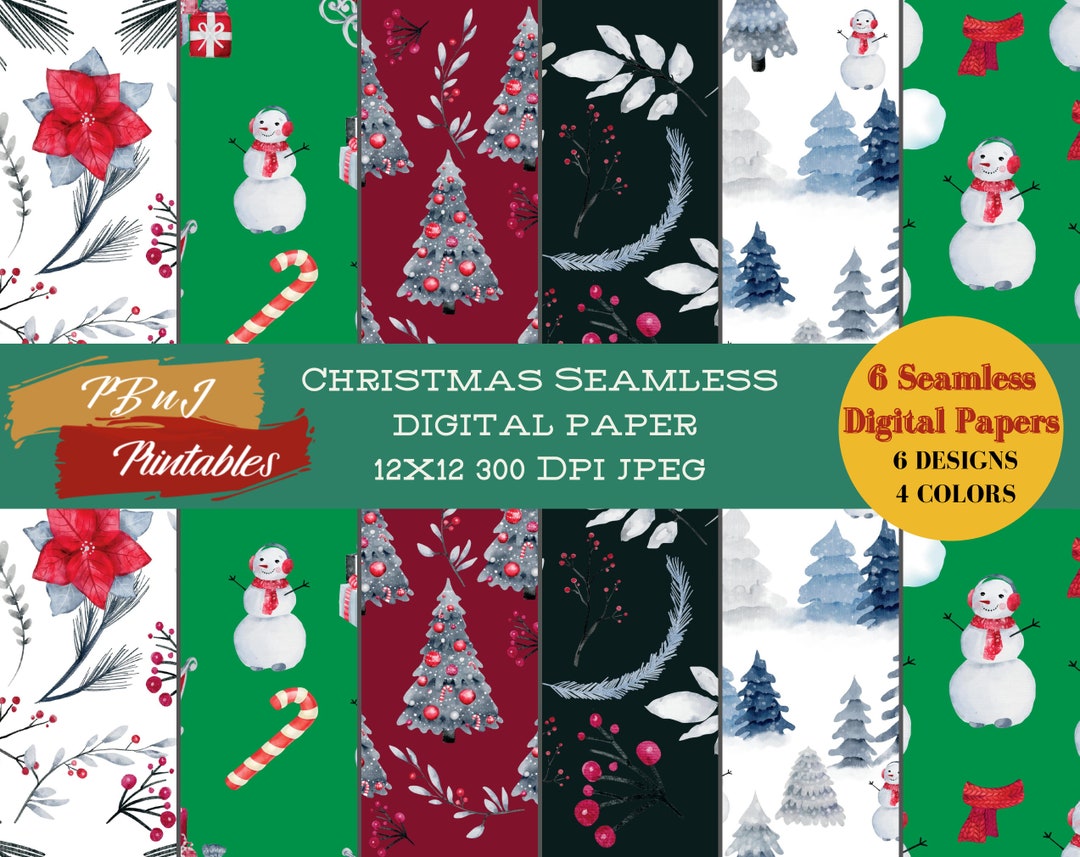 Christmas Seamless Digital Paper Digital Download Scrapbook - Etsy
