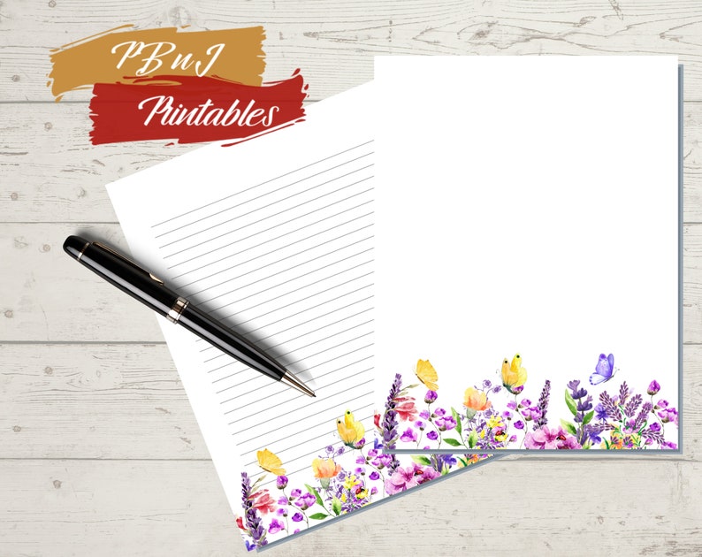 Botanical Garden Letter Writing Paper, Digital Download, Lavender ...