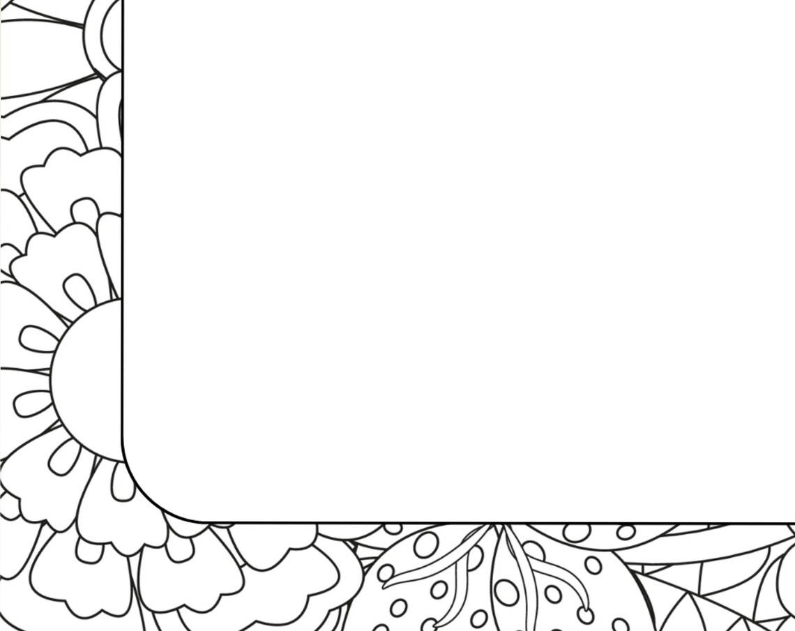 Printable Floral Border Coloring Stationery, Digital Download ...