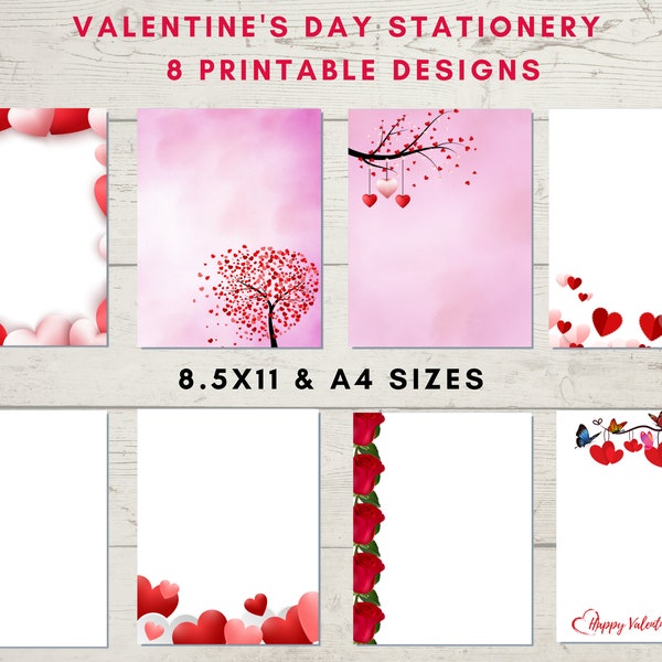 Printable Christmas Poinsettias Letter Writing Paper, Digital Download ...