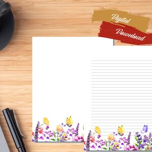 Botanical Garden Letter Writing Paper, Digital Download, Lavender ...