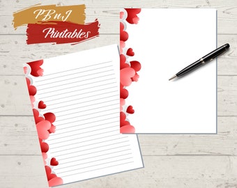 Valentine's Day Writing Paper, Digital Download, Heart Boarder ...
