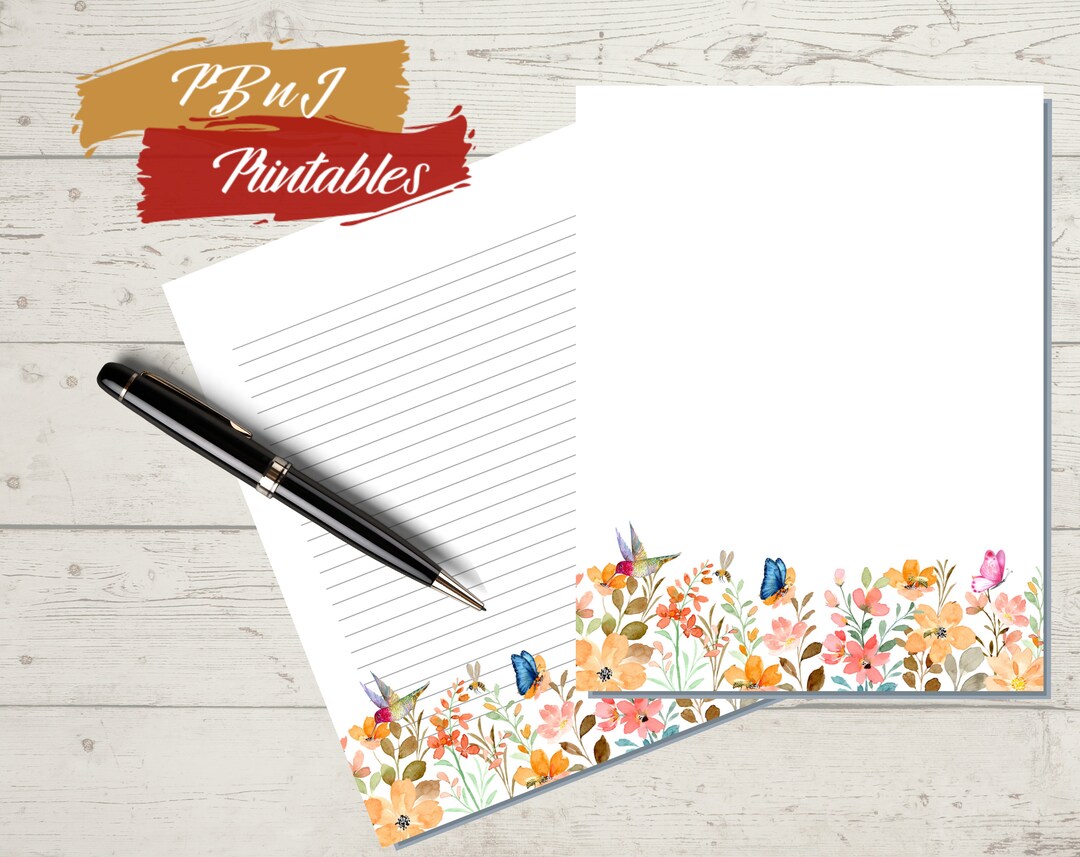 Garden Pollination Letter Writing Paper, Digital Download, Botanical ...
