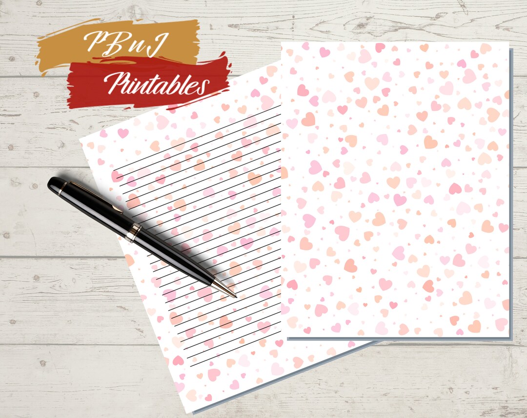 Valentine's Day Letter Writing Paper, Digital Download, Heart ...