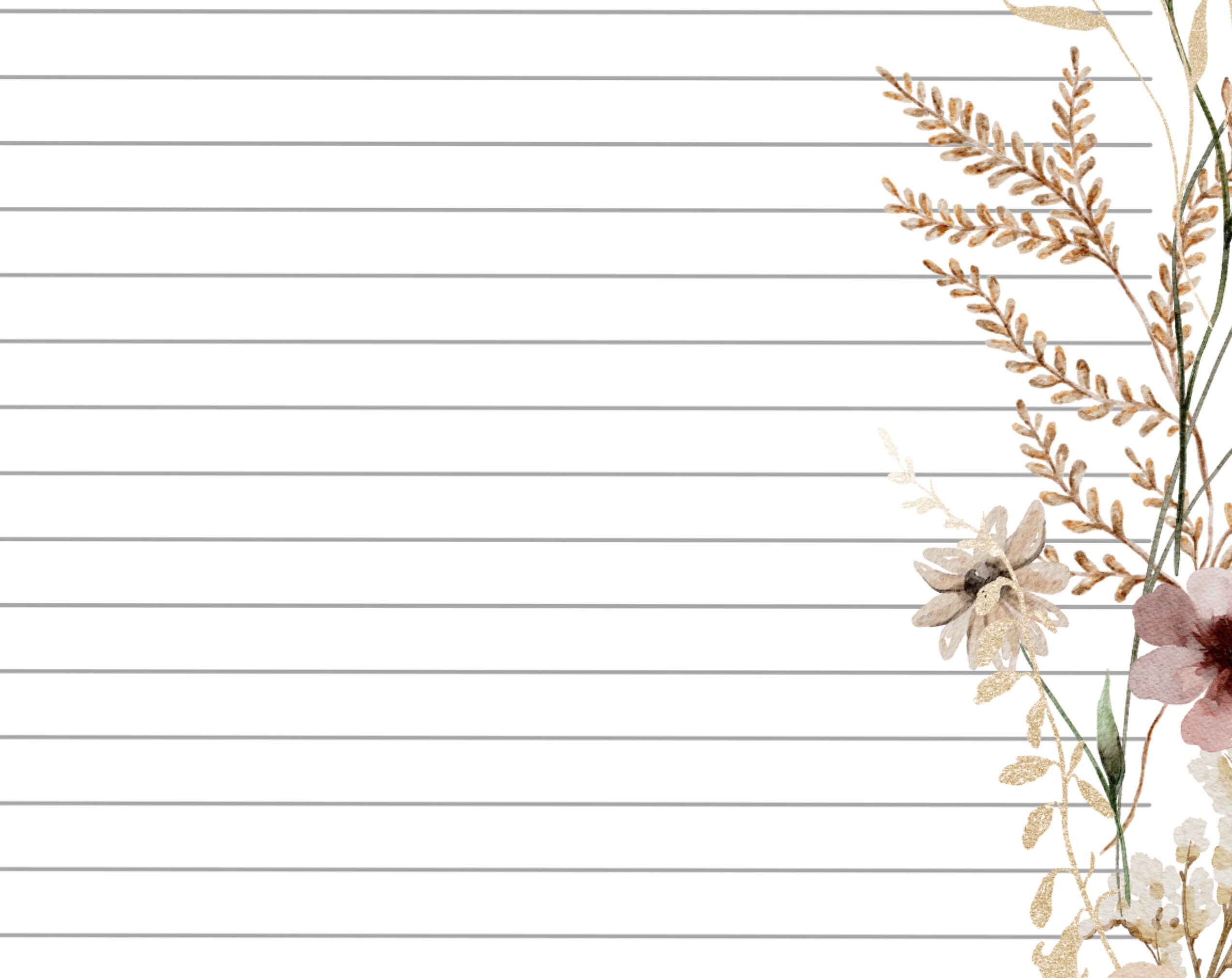 Printable Watercolor Botanical Letter Writing Paper, Digital Download ...