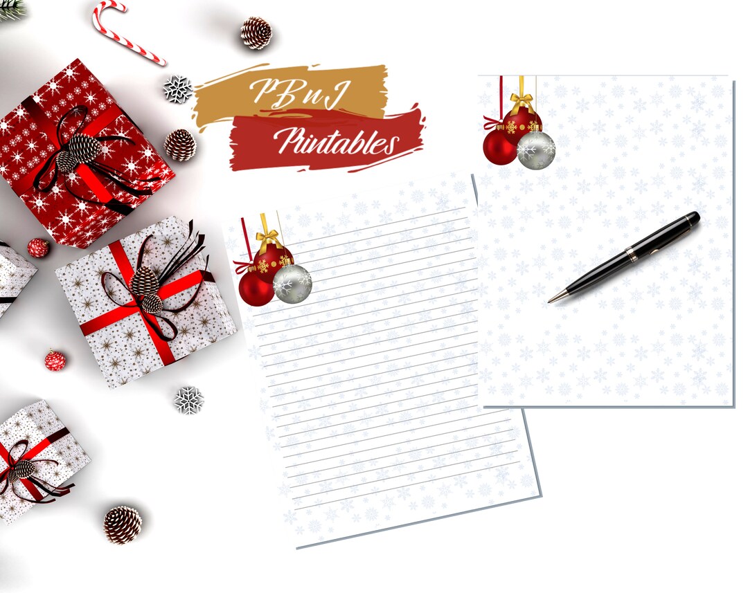 Printable Hanging Christmas Ornaments Writing Paper, Digital Download ...