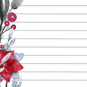 Printable Christmas Poinsettias Letter Writing Paper, Digital Download ...