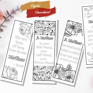 Printable Mother's Day Coloring Bookmark Instant Download, Digital ...