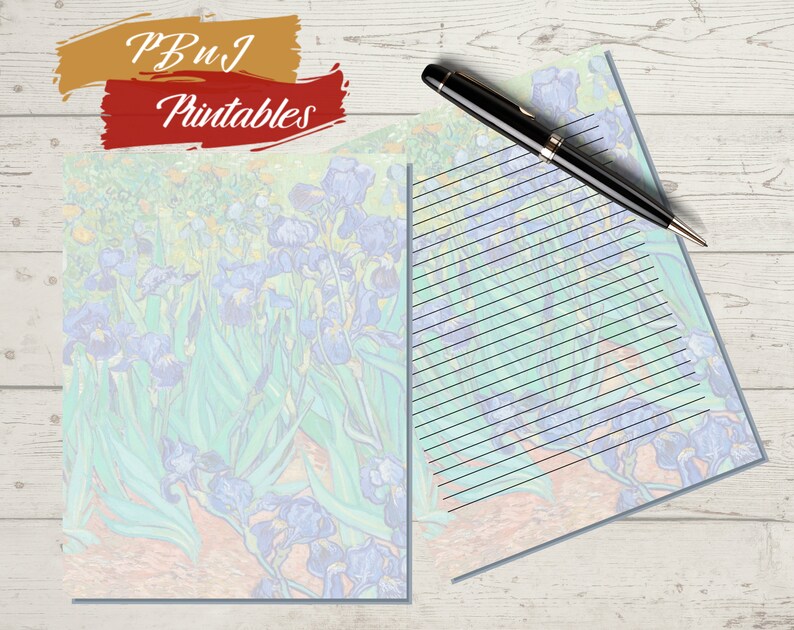 Irises Van Gogh Printable Stationery, Digital Download, Printable ...
