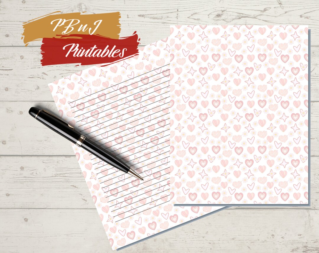 Valentine's Day Writing Paper, Digital Download, Valentine Background ...
