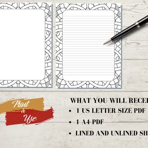 Printable Border Stationery Coloring Page, Digital Download, Printable ...