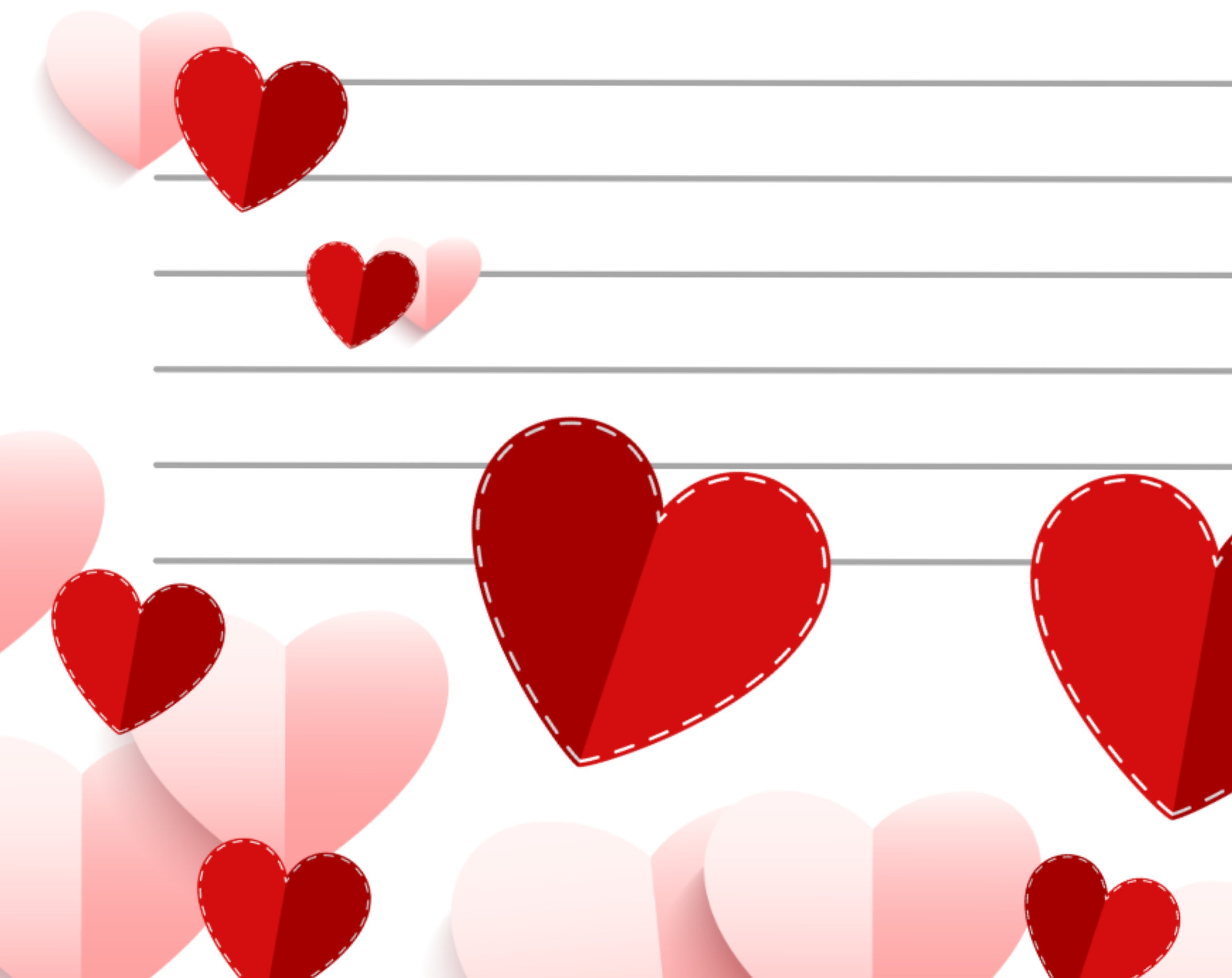 Valentine's Day Writing Paper, Digital Download, Heart Boarder ...