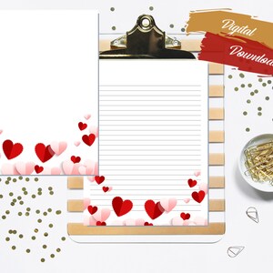 Valentine's Day Letter Writing Paper, Digital Download, 4 Designs ...