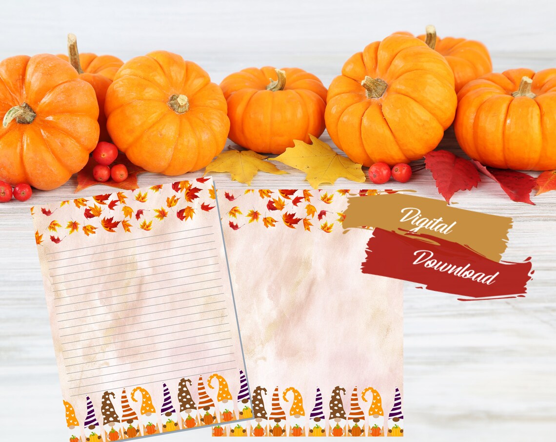 Printable Fall Gnomes Letter Writing Paper Digital Download - Etsy