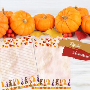 Printable Fall Gnomes Letter Writing Paper Digital Download - Etsy