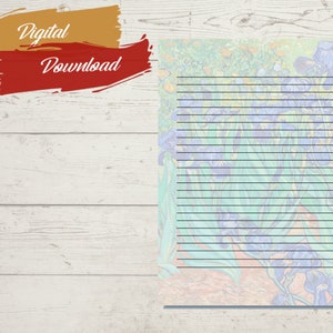 Irises Van Gogh Printable Stationery, Digital Download, Printable ...
