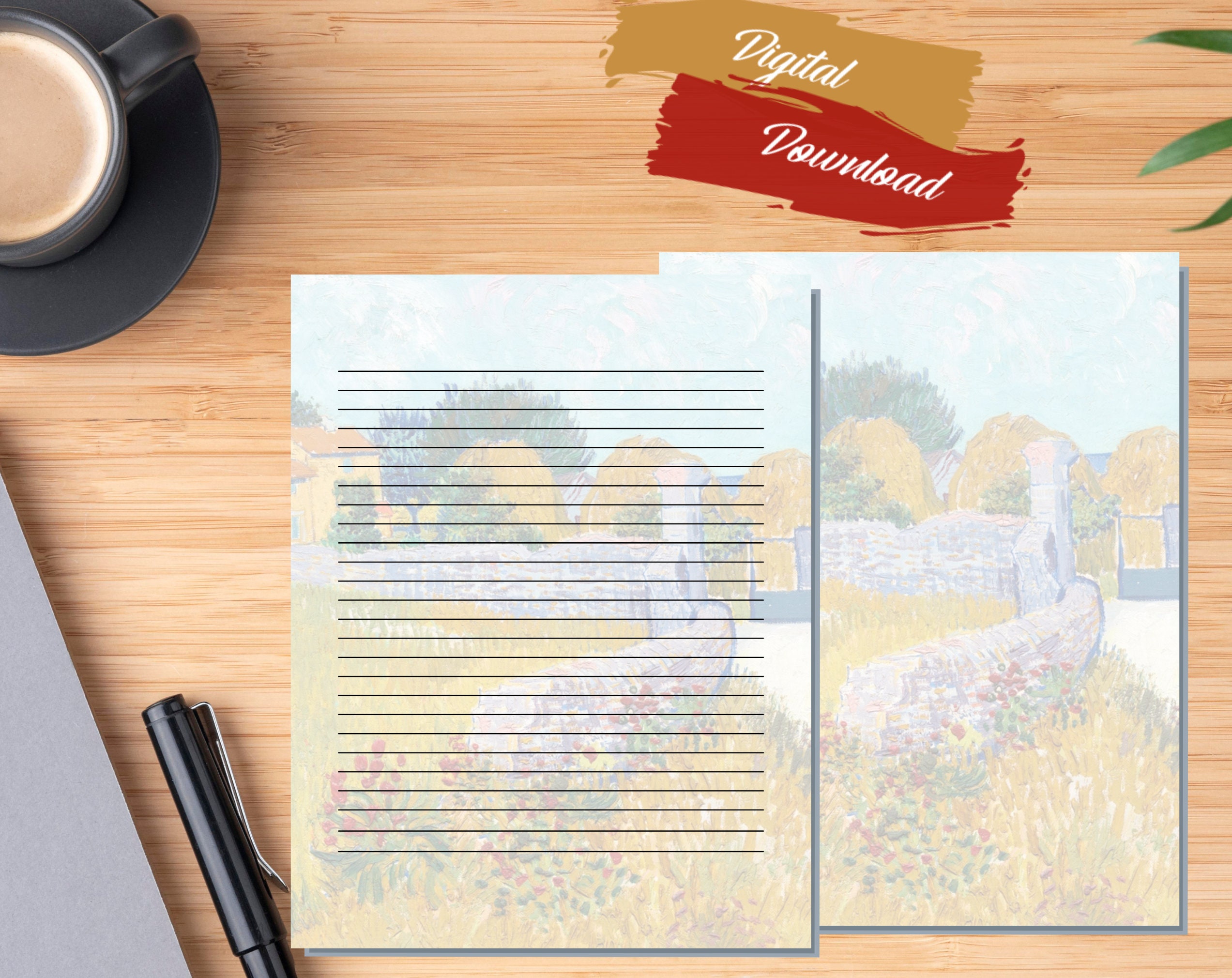 Van Gogh Printable Stationery, Digital Download, Printable Letter ...