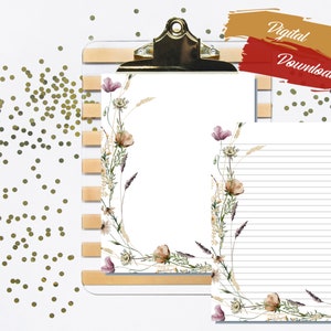 Printable Watercolor Botanical Letter Writing Paper, Digital Download ...