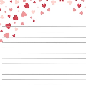 Valentine's Day Letter Writing Paper, Digital Download, Floating Heart ...
