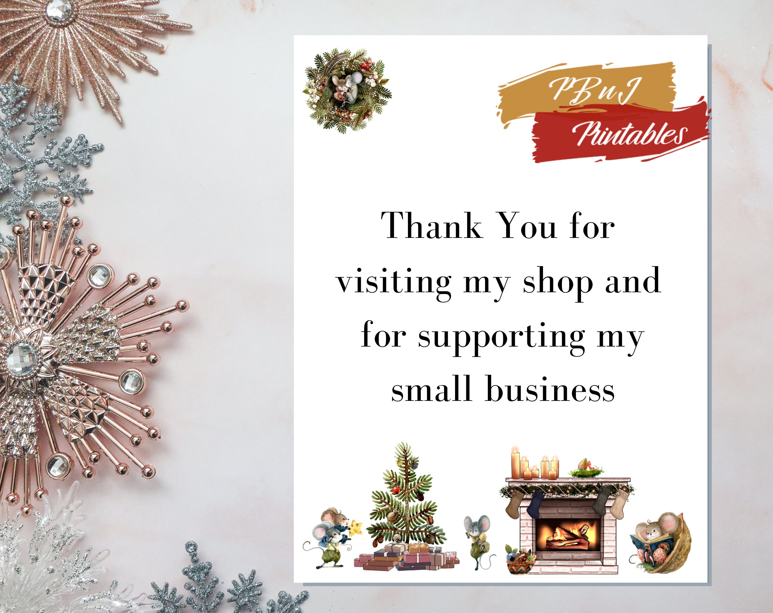 Printable Mice Christmas Scene Letter Writing Paper, Digital Download ...