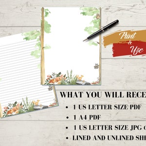 Printable Watercolor Woodland Animals Scene Writing Paper, Digital ...