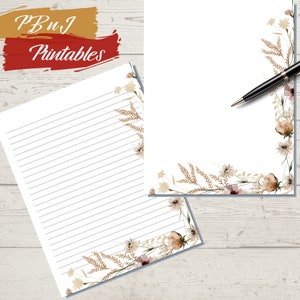 Printable Watercolor Botanical Letter Writing Paper, Digital Download ...