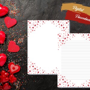 Valentine's Day Letter Writing Paper, Digital Download, Floating Heart ...
