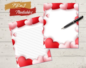 Valentine's Day Writing Paper, Digital Download, Heart Boarder ...