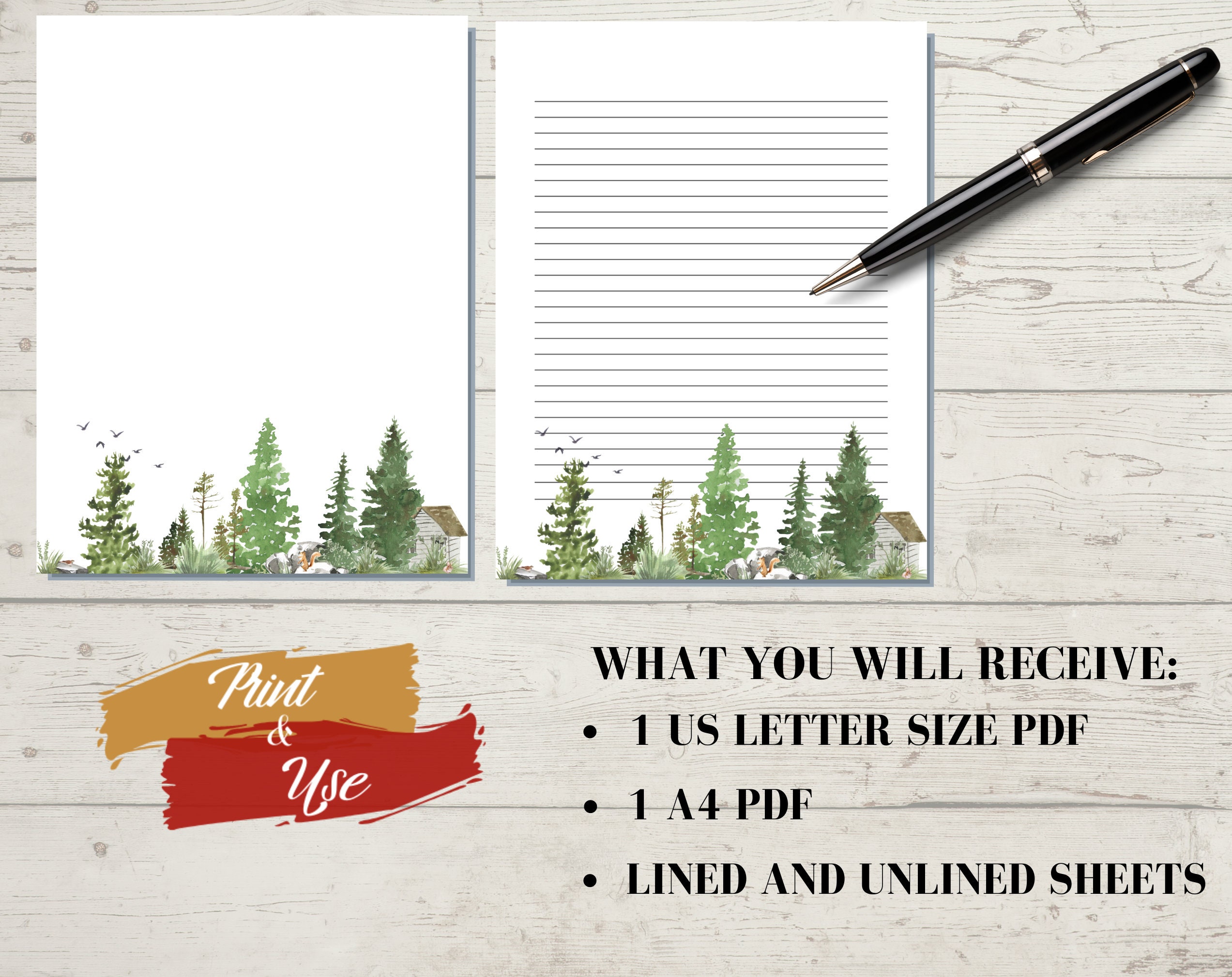 Cabin in the Woods Printable Stationery, Digital Download, Printable ...