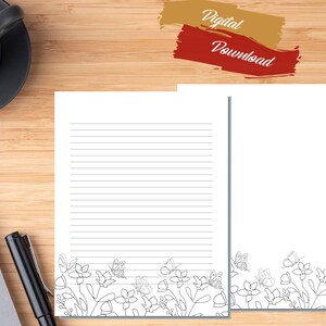 Printable Butterflies and Flowers Letter Writing Paper, Digital ...