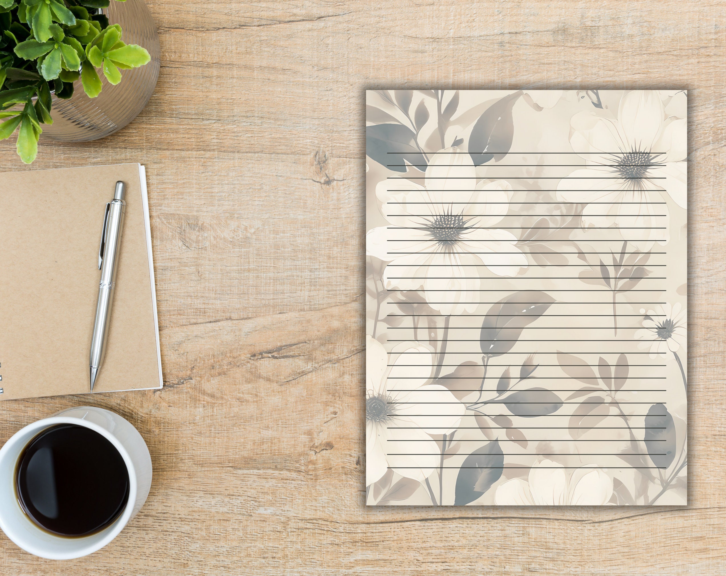 Floral Vintage Writing Paper, Printable Stationery, Lined & Unlined ...