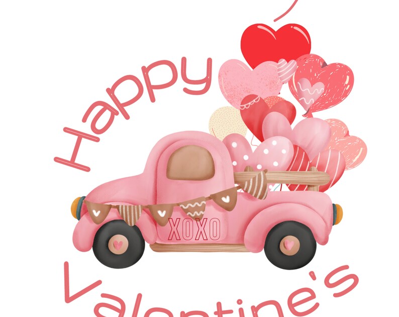 Printable Valentine's Day Greeting Card, Downloadable Card, Truck and ...