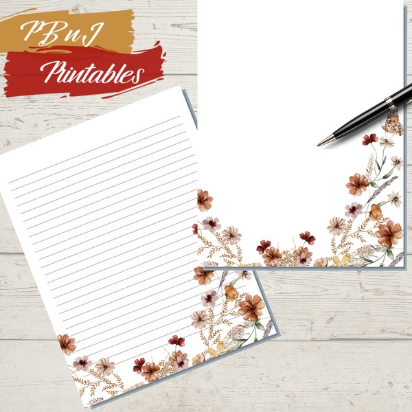 Printable Christmas Poinsettias Letter Writing Paper, Digital Download ...