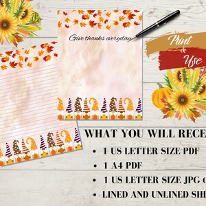 Printable Fall Gnomes Letter Writing Paper Digital Download - Etsy