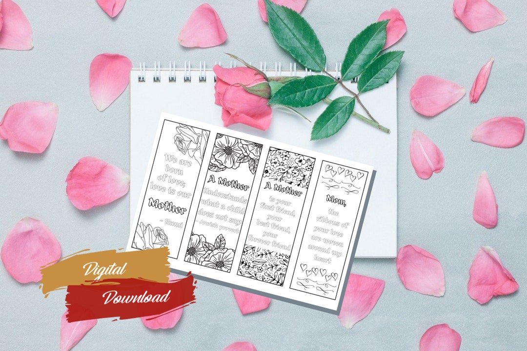 Printable Mother's Day Coloring Bookmark Instant Download, Digital ...