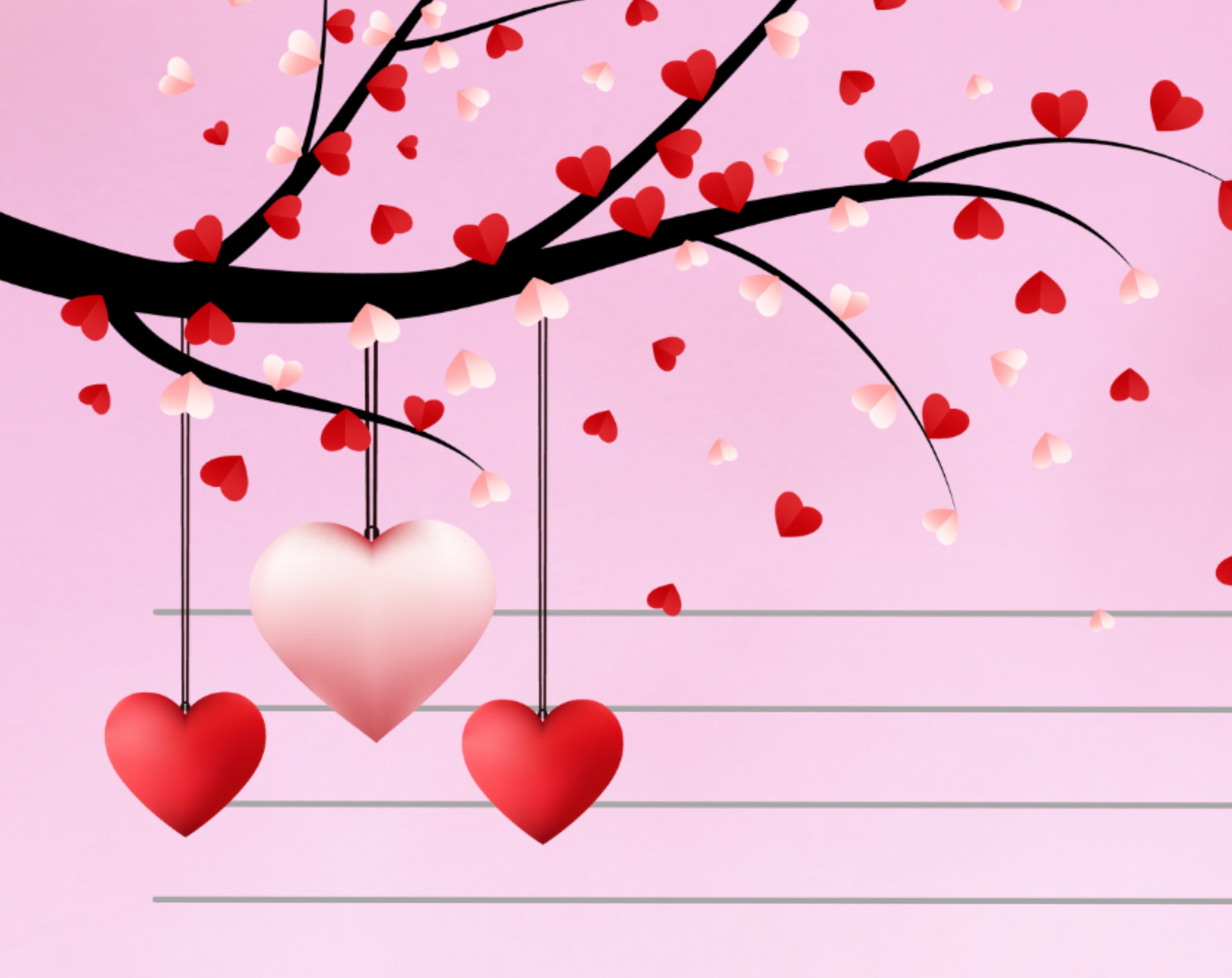 Valentine's Day Writing Paper, Digital Download, Heart Ornaments ...