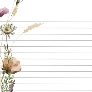 Printable Watercolor Botanical Letter Writing Paper, Digital Download ...