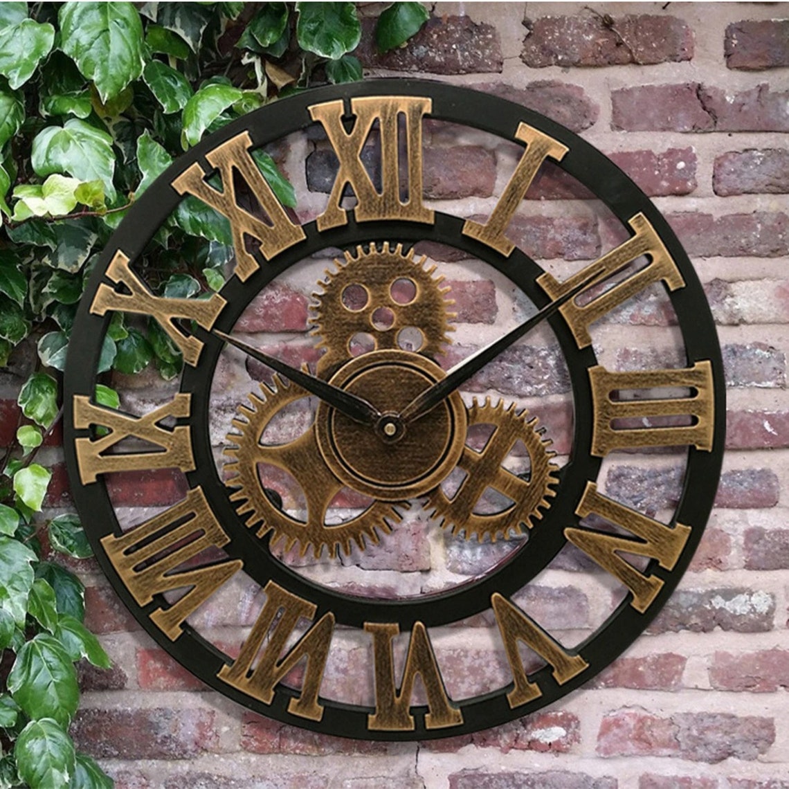 2021 Industrial GOLD large Gear Wall Clock Decorative Retro | Etsy