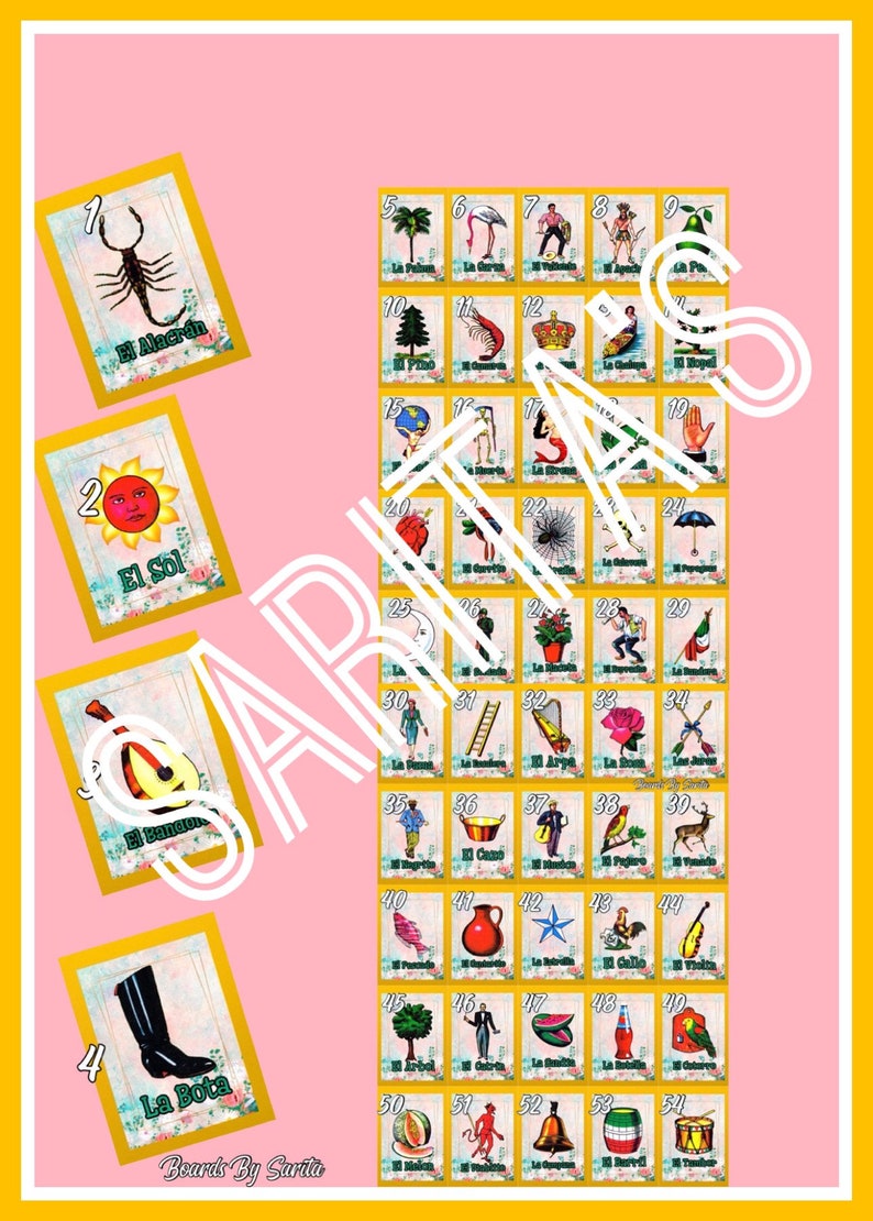 Loteria Mexicana All 54 Cards Board - Etsy
