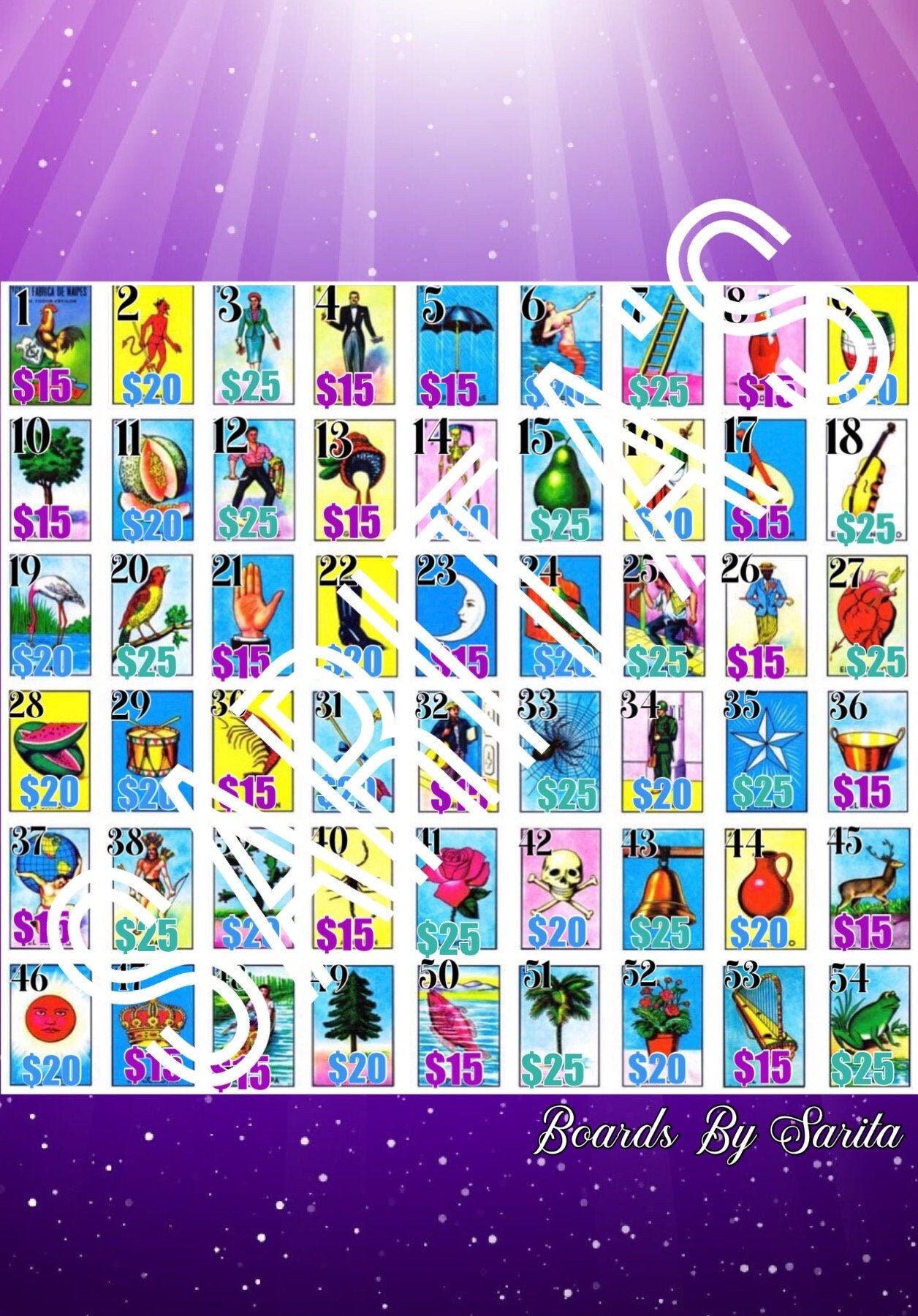 Loteria Mexicana Board for Freebies or Small Game Win Upto 25 54 Cards ...