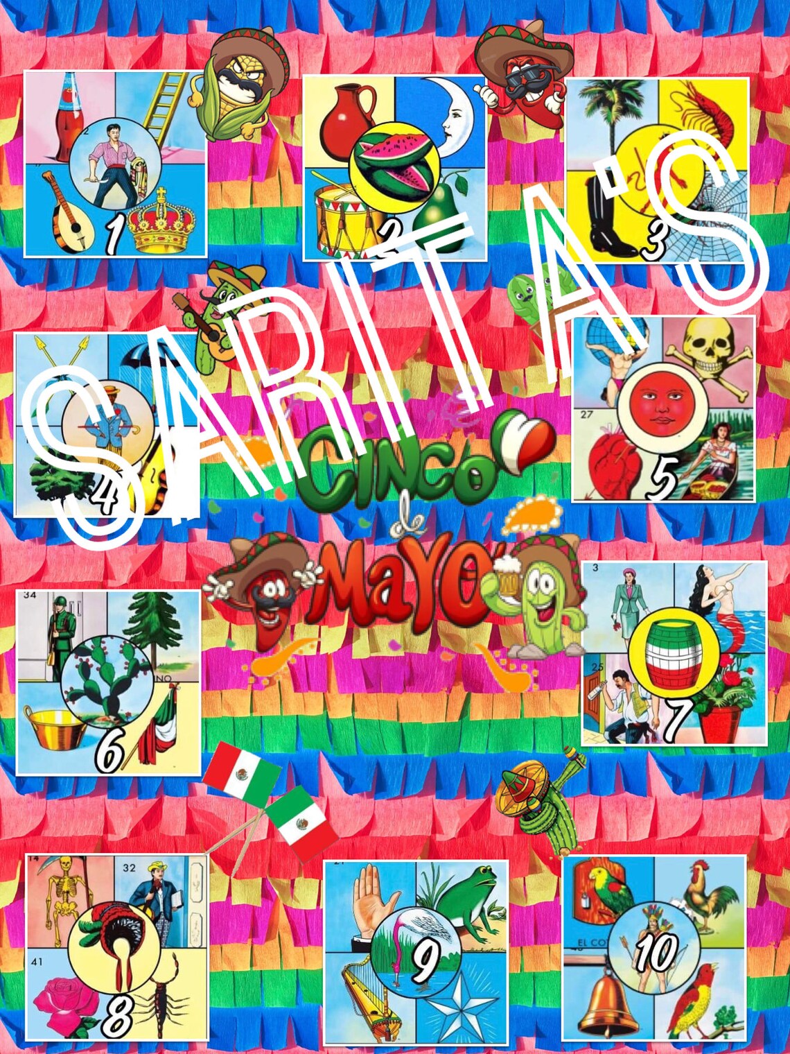 Loteria Mexicana Board 10 Numbers Cinco De Mayo - Etsy